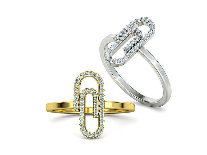 Paper Clip Diamond Ring Own design printable 3dmodel | 3D