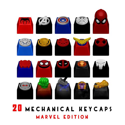 20 KEYCAPS FOR MECHANICAL KEYBOARD - MARVEL EDITION - | 3D model