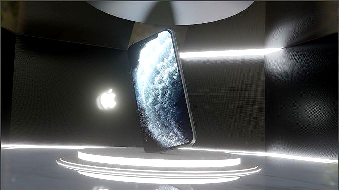 Apple iPhone 11 and Showcase Room Animated 3d model