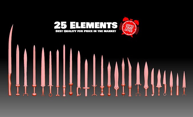 25 Swords Knives collection Medieval Roman Ancient melee weapons | 3D model