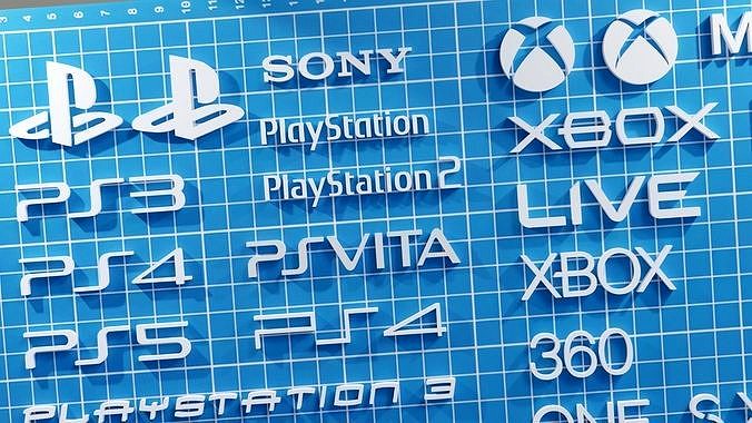 Logos console XBOX and Playstation | 3D model