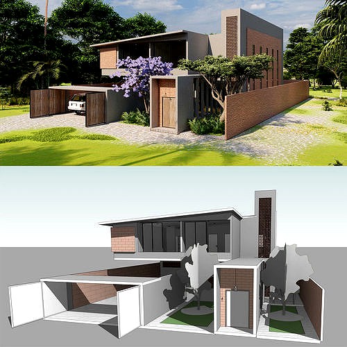 Revit modern house 3d model