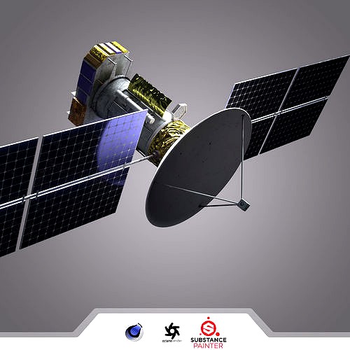 Satellite 3D model and high res 8K texture