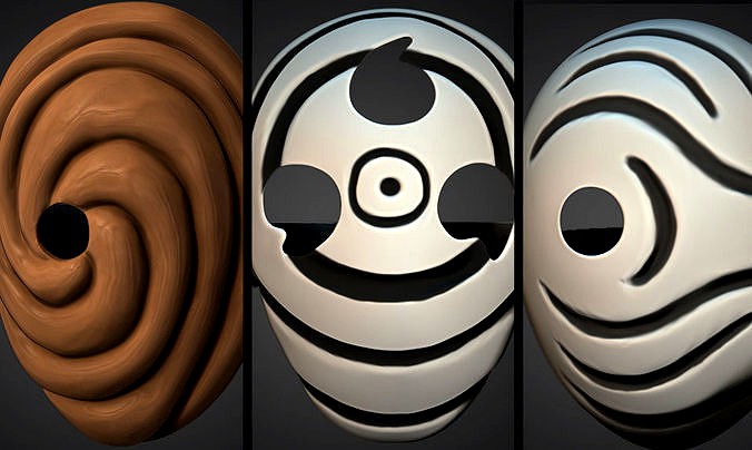 Mini pack of Tobi - Obito masks from Naruto anime 3d model