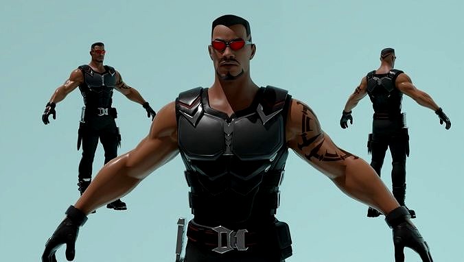 Blade Fortnite Skin T-Pose RIGGING 3d model