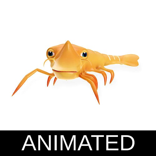 Gaint Tiger Prawn Animated Cartoon Style 3d model