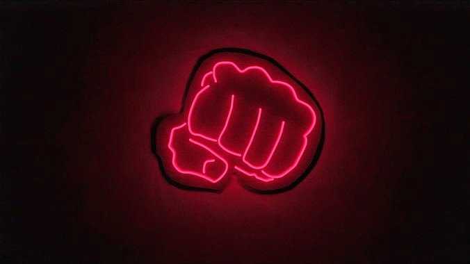 Neon 3D Model 7 - Red Fist
