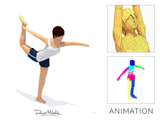 King Dancer Pose Yoga Exercise Woman Animation 3d model