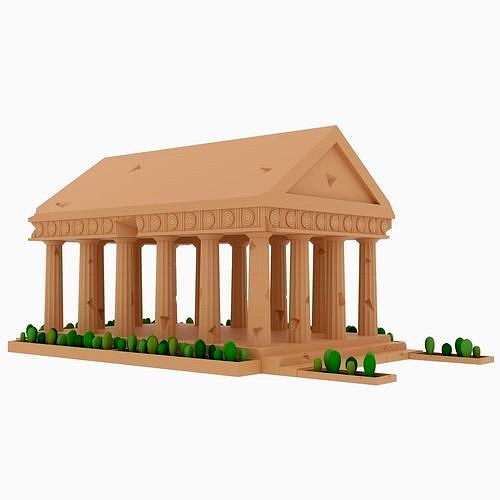 Cartoon Greek Temple Parthenon 3d model