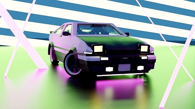 Toyota AE86 trueno Pop-Up headlights Low Poly 3d model