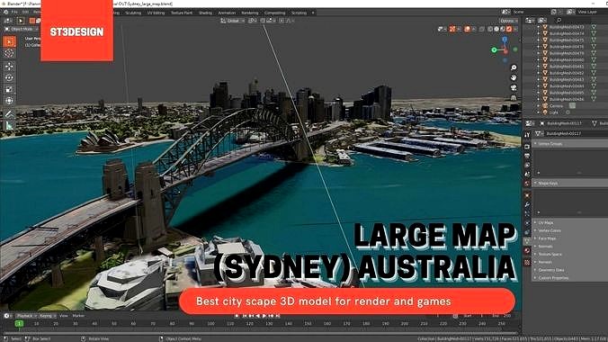 Sydney Large map with Texture 3d model