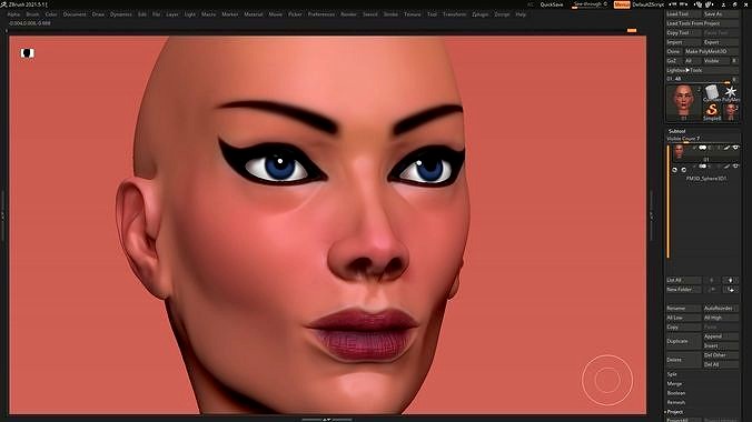 female head real cartoon character 04 3d model