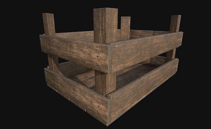 Wooden case PBR 3d model and texture