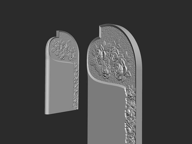 Memorial Tombstone with roses for cnc | 3D model
