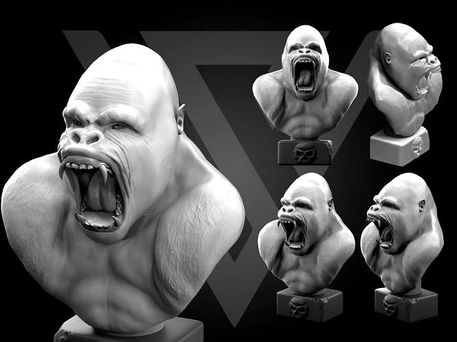 Gorilla Head Statue 2 | 3D model