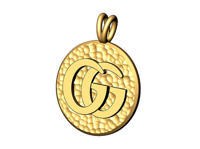 GG Gucci logo hammered coin pendant and charm | 3D model