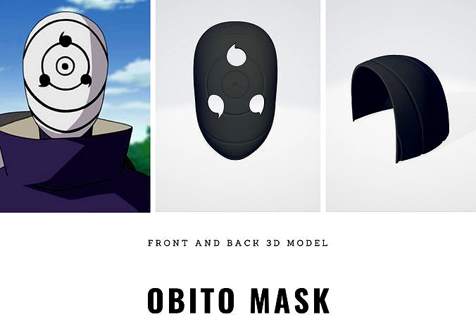 Obito inspired Mask from Naruto Shippuden front and back | 3D model