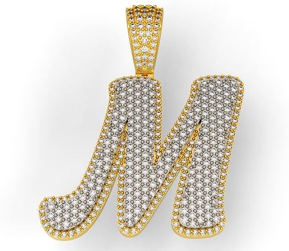 PAVE SETTING LETTER M | 3D model