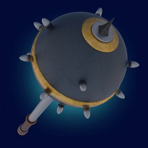 Medieval Realistic Black Metal Mace Melee Weapon PBR 3d model