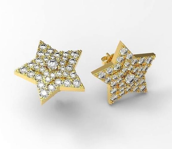 Star diamond earrings | 3D model