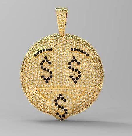 Dollar smiley emoji diamond pendant | 3D model