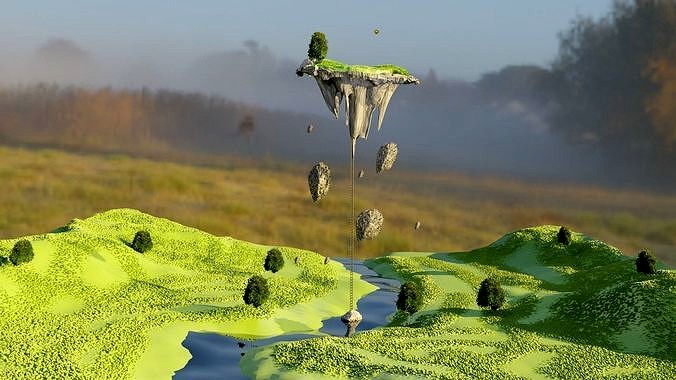 fantasy floating land 3d model