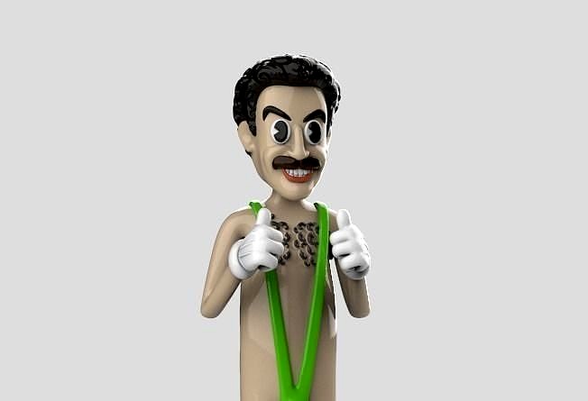 borat at beach 3d statue old cartoon style | 3D model