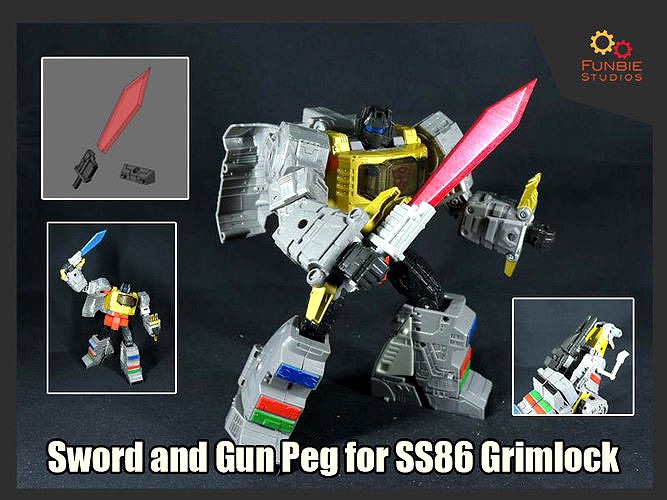 Sword and Gun Peg for Transformers Studio Series 86 Grimlock | 3D model