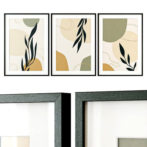 Triptych abstract poster set 3d model