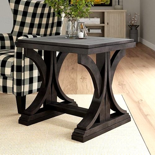 Aisling Wood Trestle End Side Table 3d model