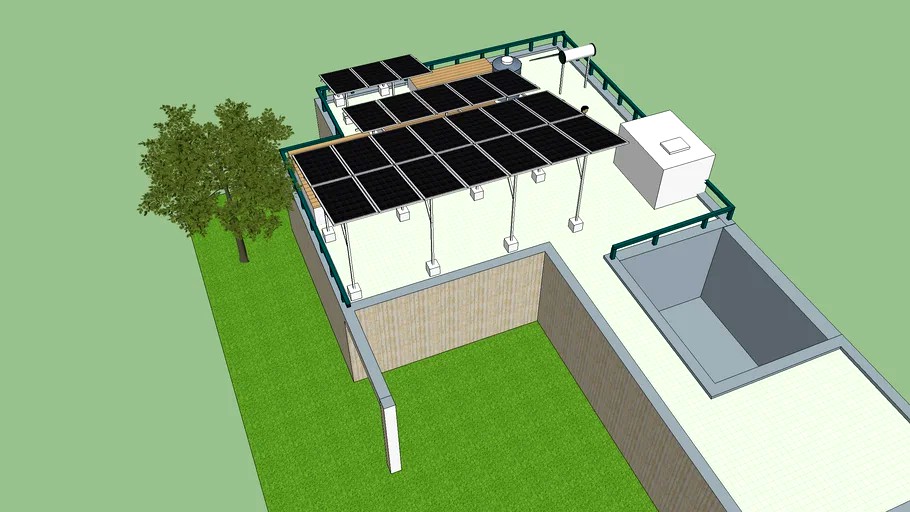 Solar Power Plant House Design 3d model