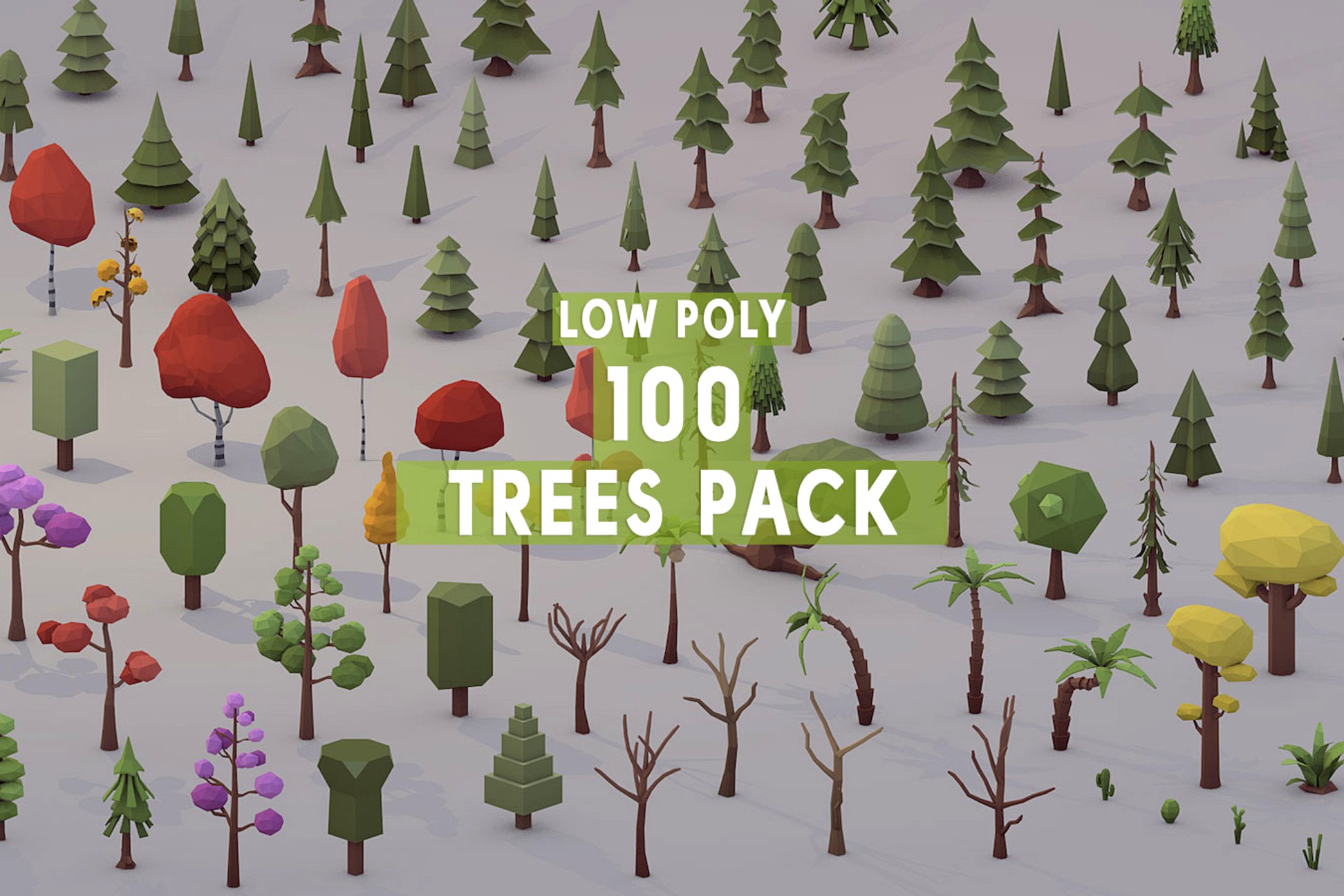 3D Low Poly 100 Trees model