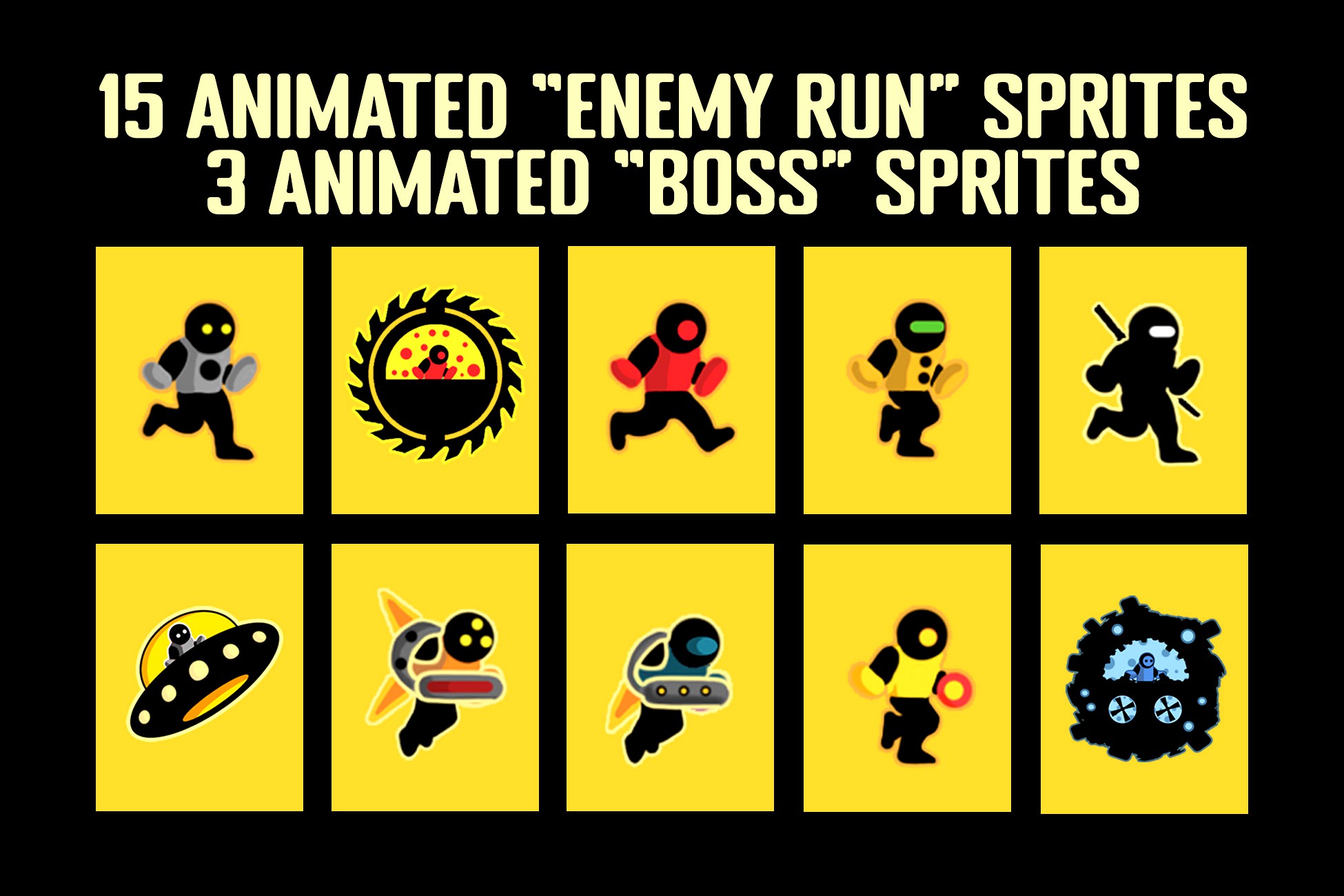 2D Cartoon Enemies Animation Pack 3d model