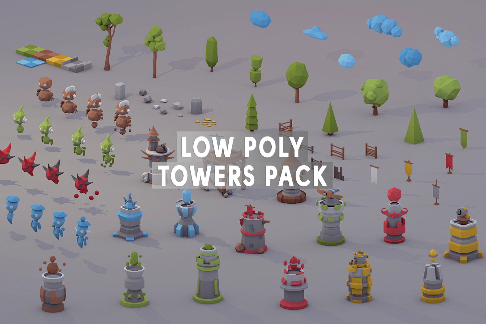 3D Low Poly Towers Assets model