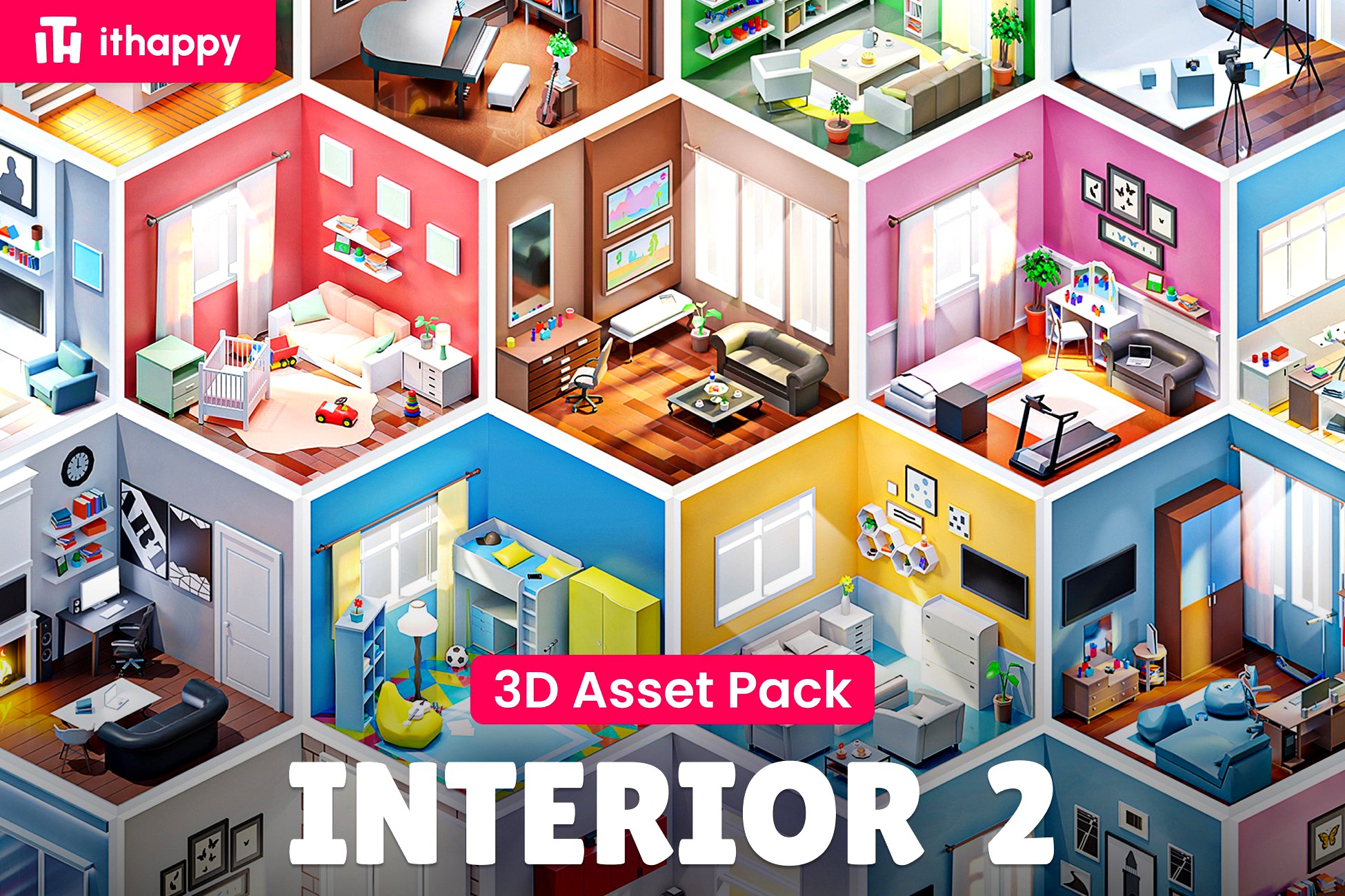 Interior 2 - Low Poly 3D Models Pack