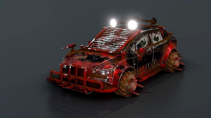 Affekta A212 Apocalyptic Cyberpunk Zombie killer car lowpoly PBR 3d model