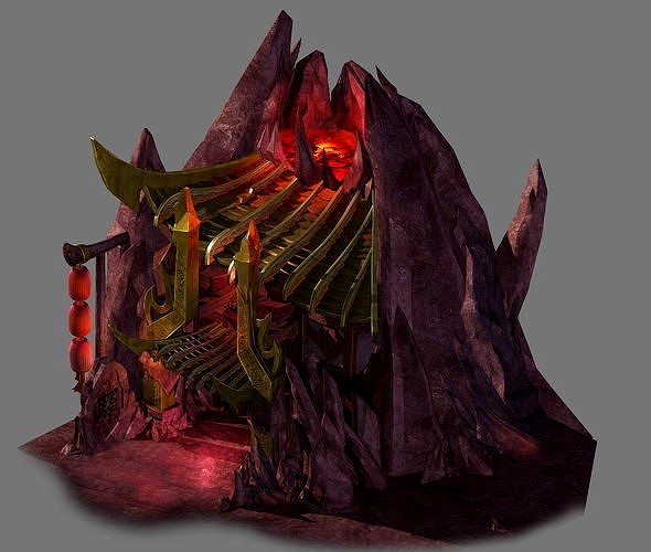 Game model - the house in the volcano 3d