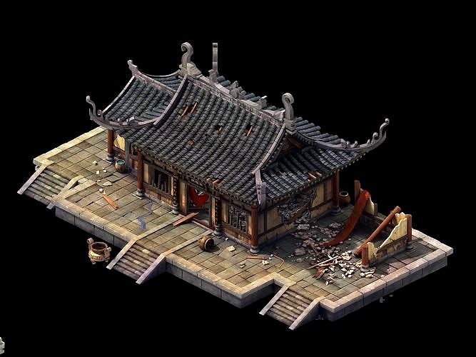 Game Model - Broken Temple of the main hall 3d