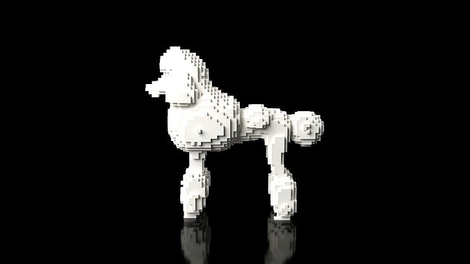 Poodle Minecraft Voxel 3d model