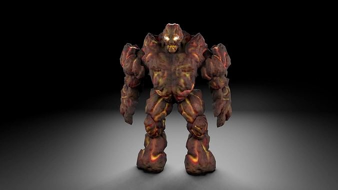 Golem lava monster creature unity unreal engine 3d model