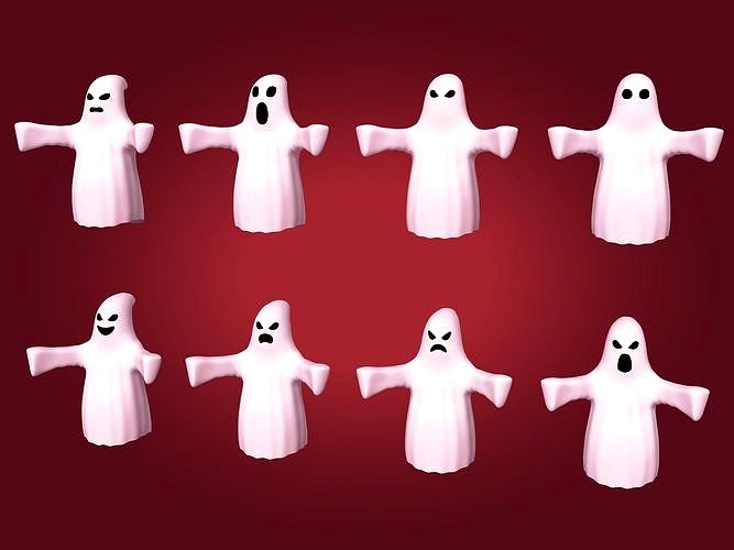 Cartoon Ghosts 3d model