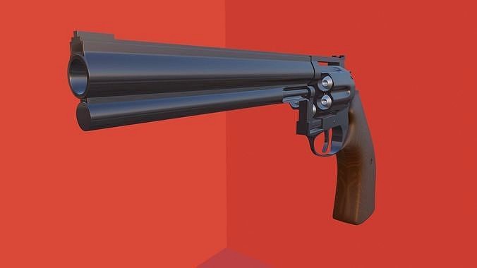 Realistic animated 6 shot revolver 3d model