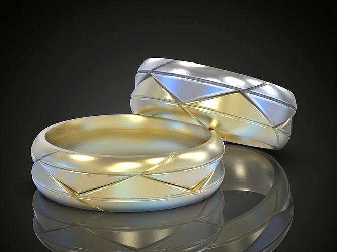 Promise rings wedding band set couple rings | 3D model