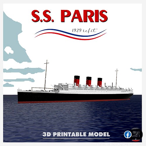 SS PARIS ocean liner printable model - full hull and waterline | 3D