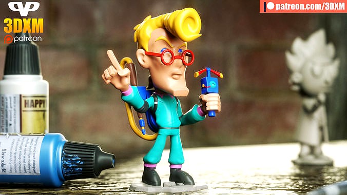 Egon Spengler Ghostbusters Chibi for 3D Printing STL ChibiSTL | 3D model
