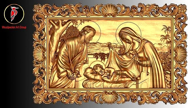 birth of jesus panel - models for artcam 3d model stl file cnc | 3D