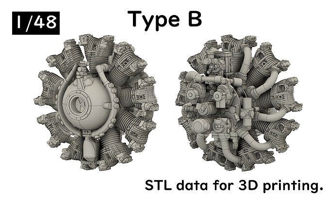 R-1820 Engine Type-B 1-48model STL | 3D