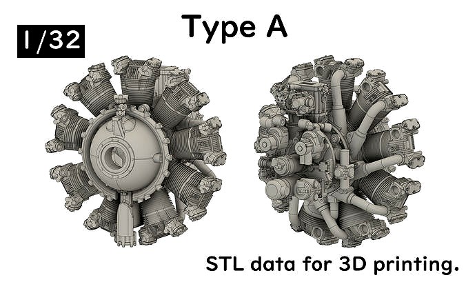 R-1820 Engine Type-A 1-32model STL | 3D