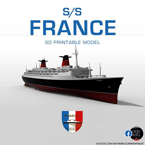 SS FRANCE ocean liner printable model - full hull and waterline | 3D