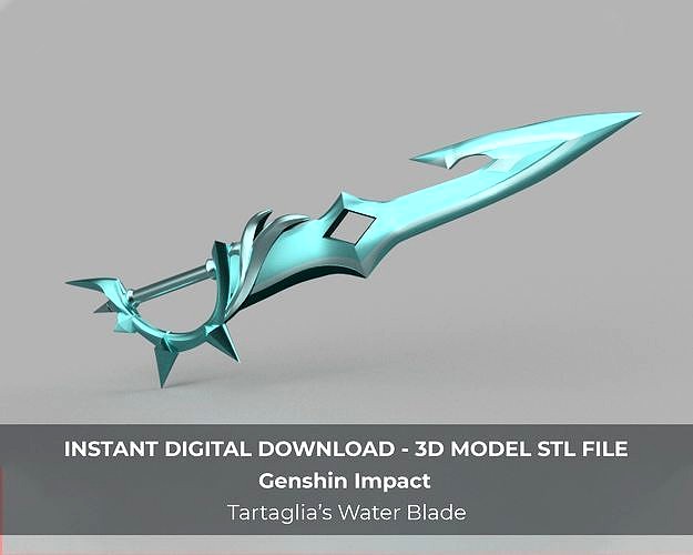Genshin Impact Tartaglia Childe Water Blade Cosplay Sword | 3D model